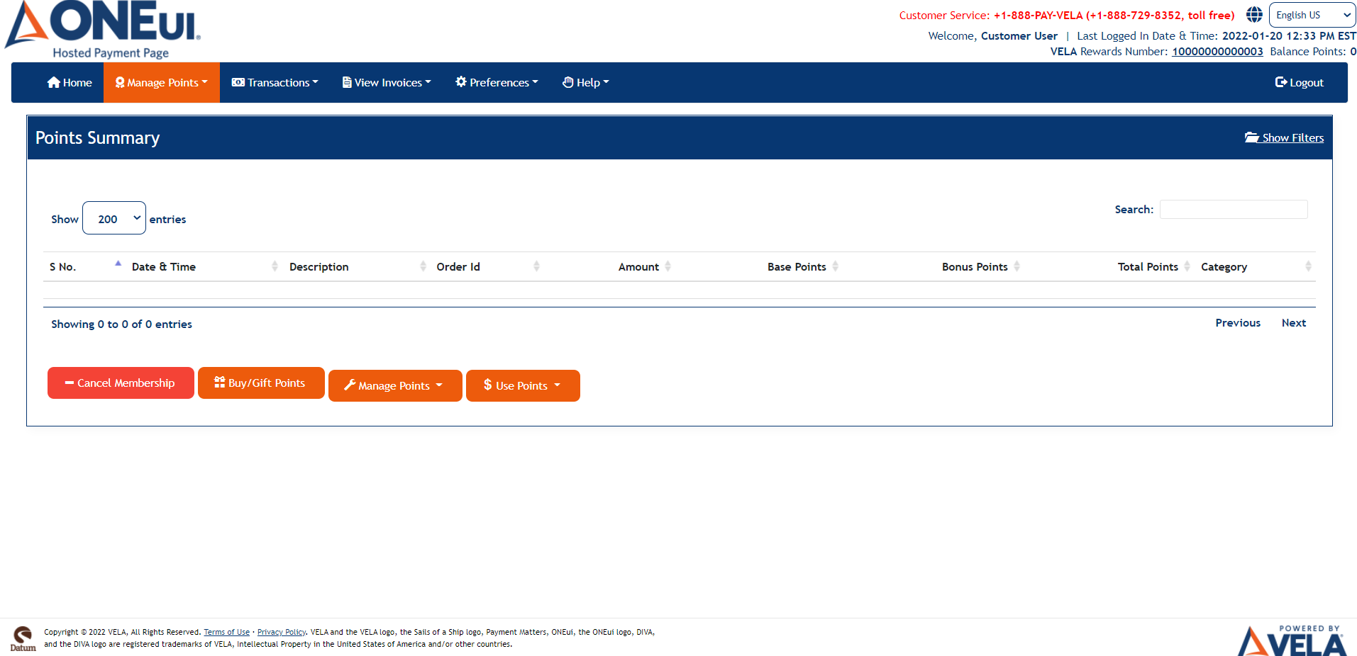 Points Summary - ONEui User Guide